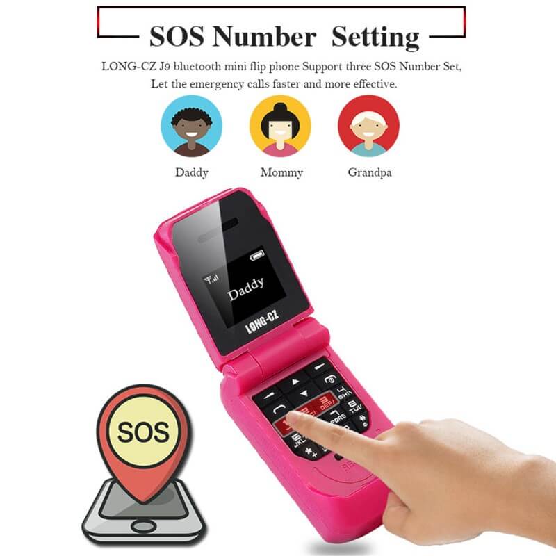 LONG-CZ J9 World Mini Smallest Flip Mobile Phone Unlocked